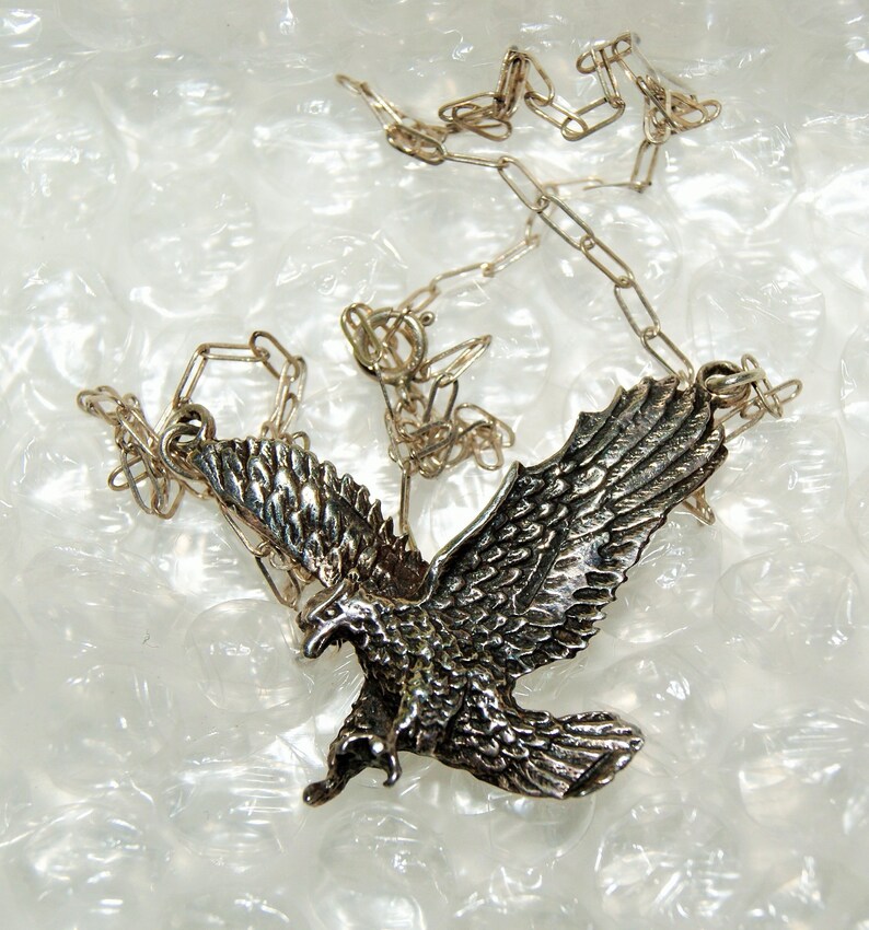 Navajo Eagle Pendant & Chain. Sterling Silver. C1970's. Free World Ship ...