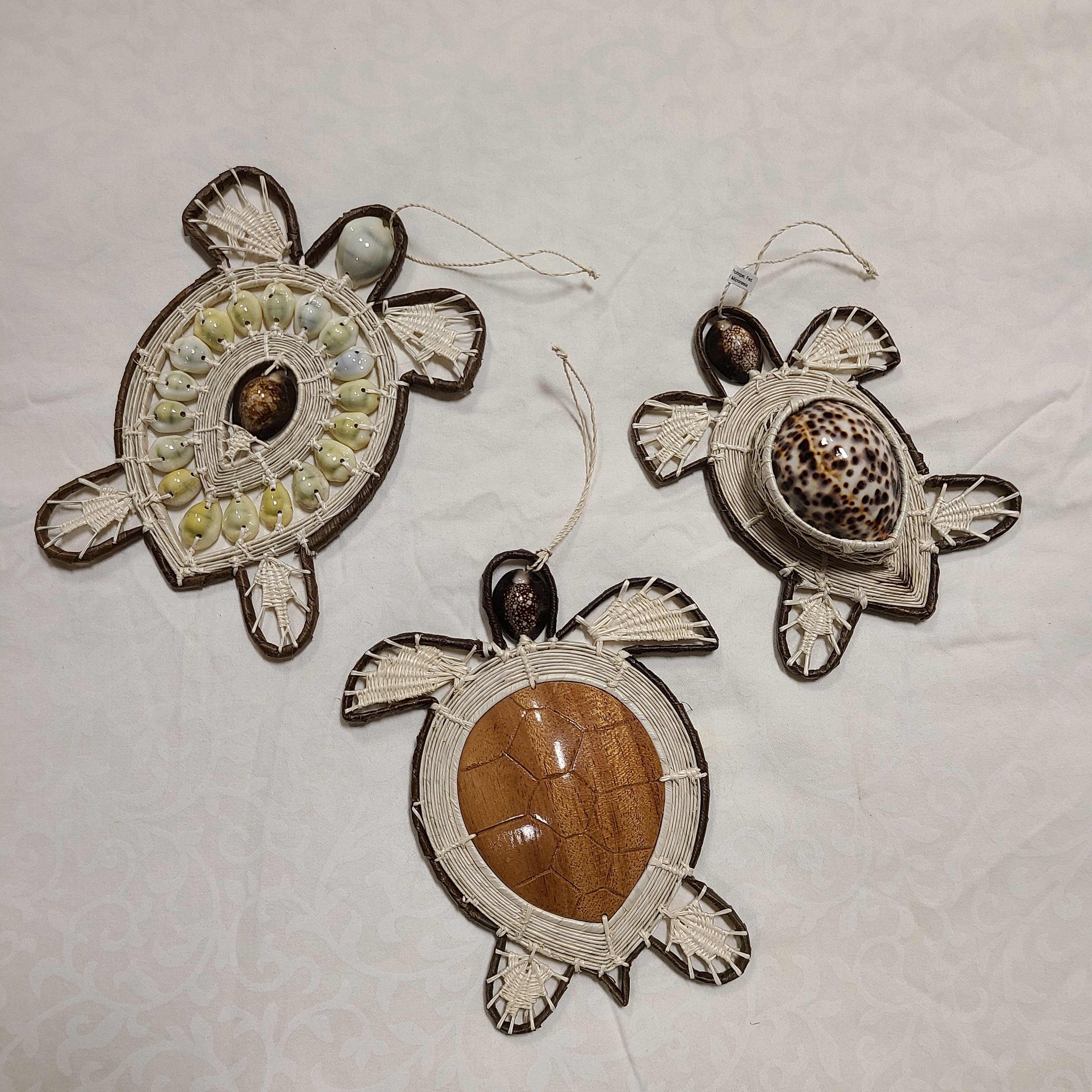 Micronesia Woven Cowrie Shell Turtle Christmas Ornaments by | Etsy