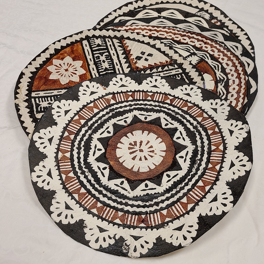 Fijian Tapa, Masi 12" Round by Lauhala Trading - Etsy