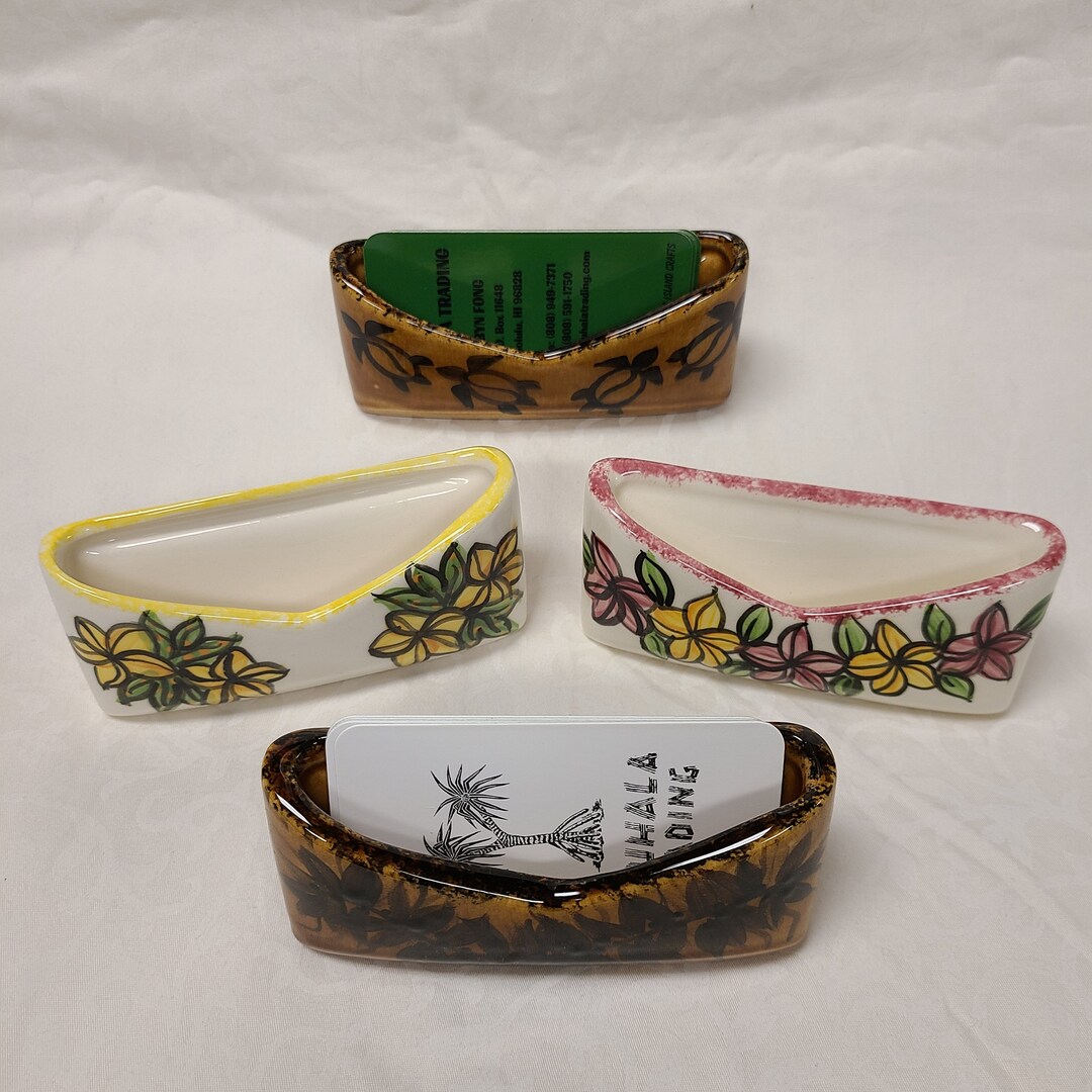 Hawaii Hand Painted Ceramic Business Card Holder by Lauhala Trading - Etsy