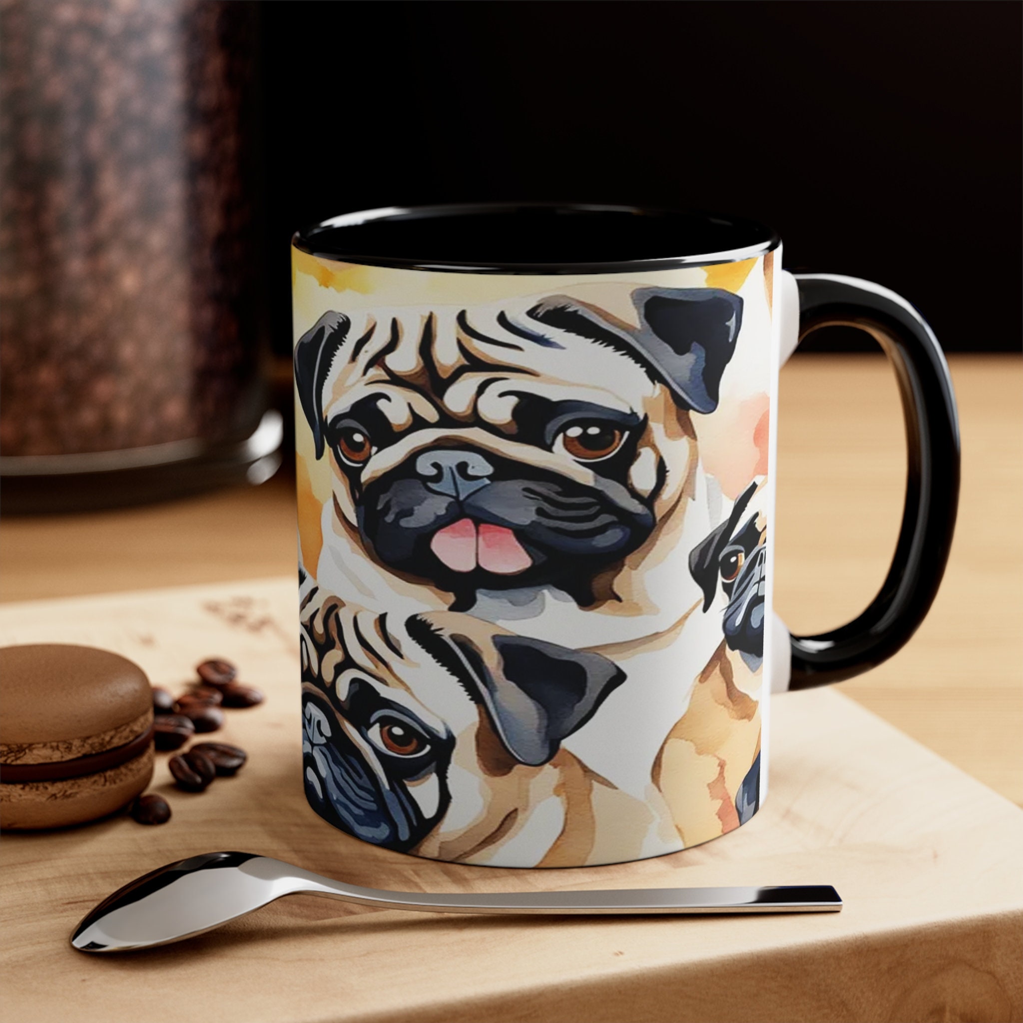 Colorful Pug Mug 11 Oz and 15oz Options, Pug Mom, Dog Coffee Mug, Pet ...