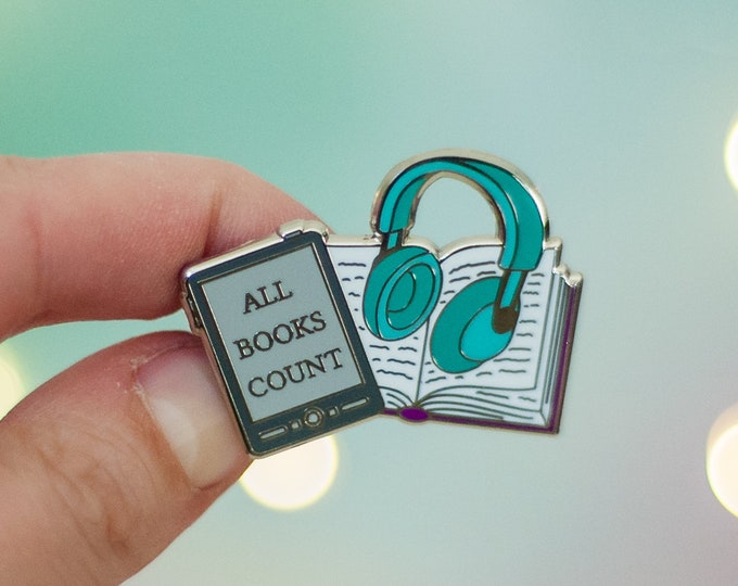 All Books Count: E-reader, Book, and Audiobook Bookish Enamel Pin ...
