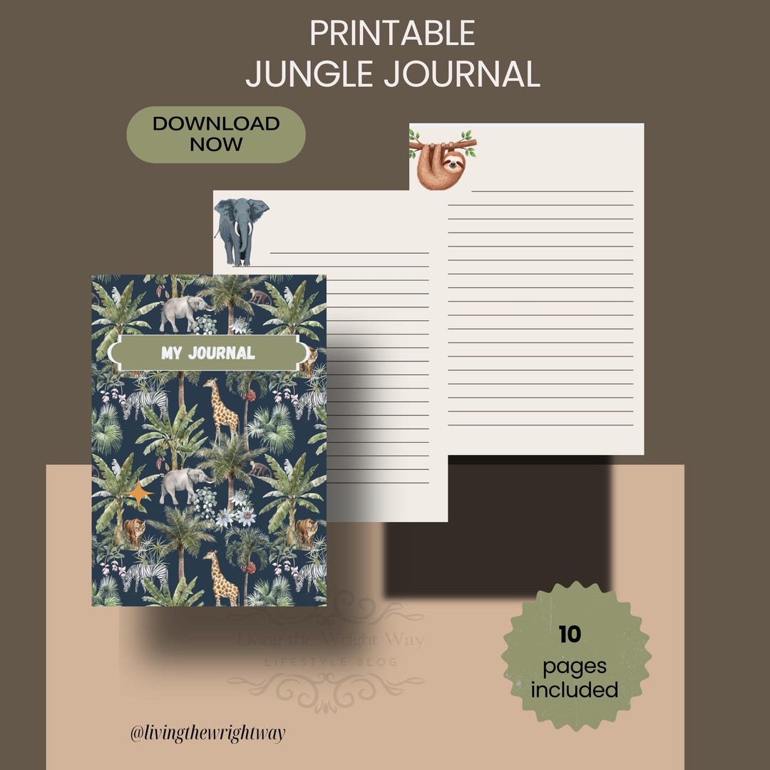 Digital Printable Children's Jungle Journal - Etsy