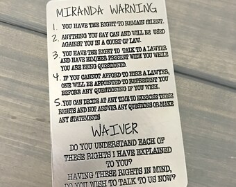 Miranda Warning Card - Etsy Singapore