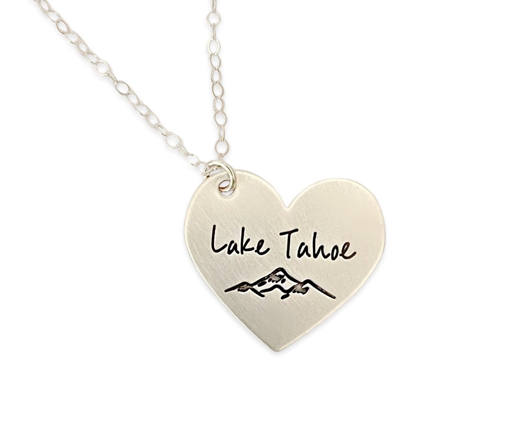Lake Tahoe Sterling Silver Heart Necklace, Lake Tahoe Jewelry, Heart of ...