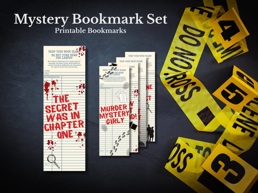 Mystery Bookmark Set | 5 Printable Bookmarks | Mystery Book Lover Gift ...
