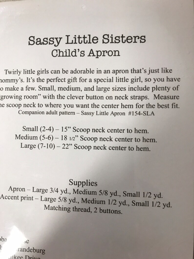 Sassy Little Sisters Apron Pattern - Etsy