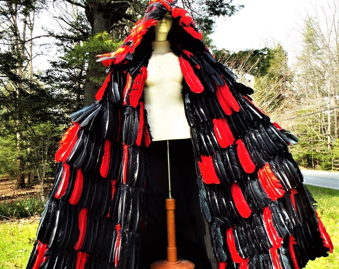 Raven Red Feather Cape (all Colors) With Detachable Hood/ceremony Cape ...