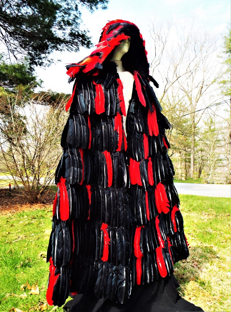 Raven Red Feather Cape all Colors with Detachable Hood | Etsy
