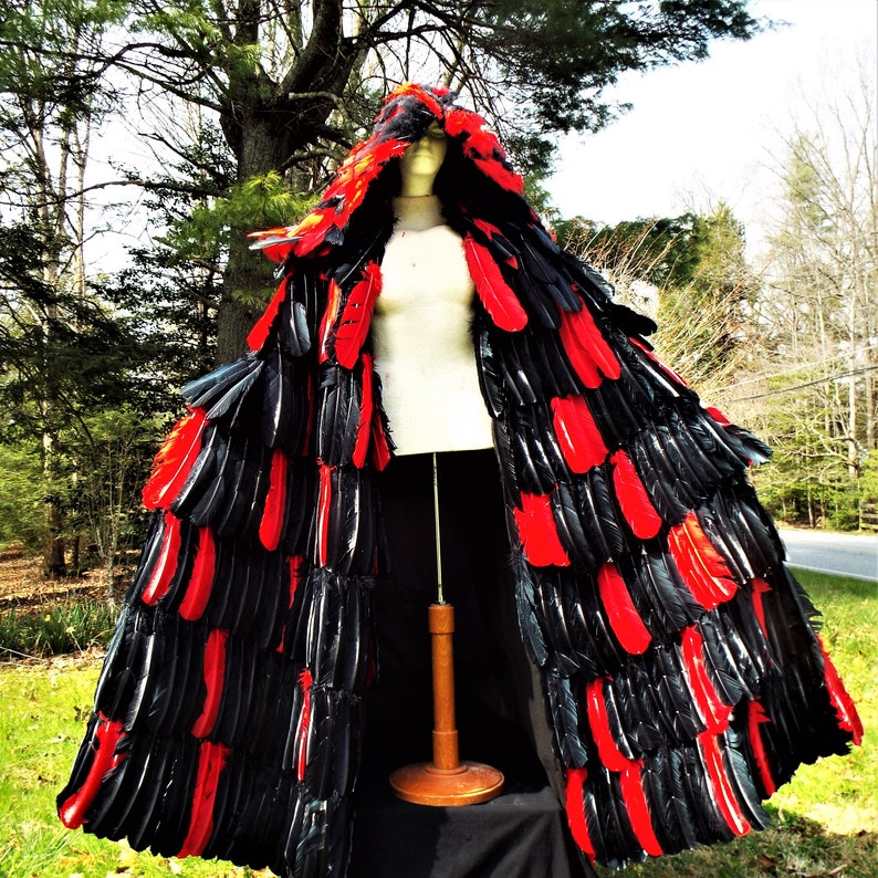 Raven Red Feather Cape all Colors with Detachable Hood | Etsy