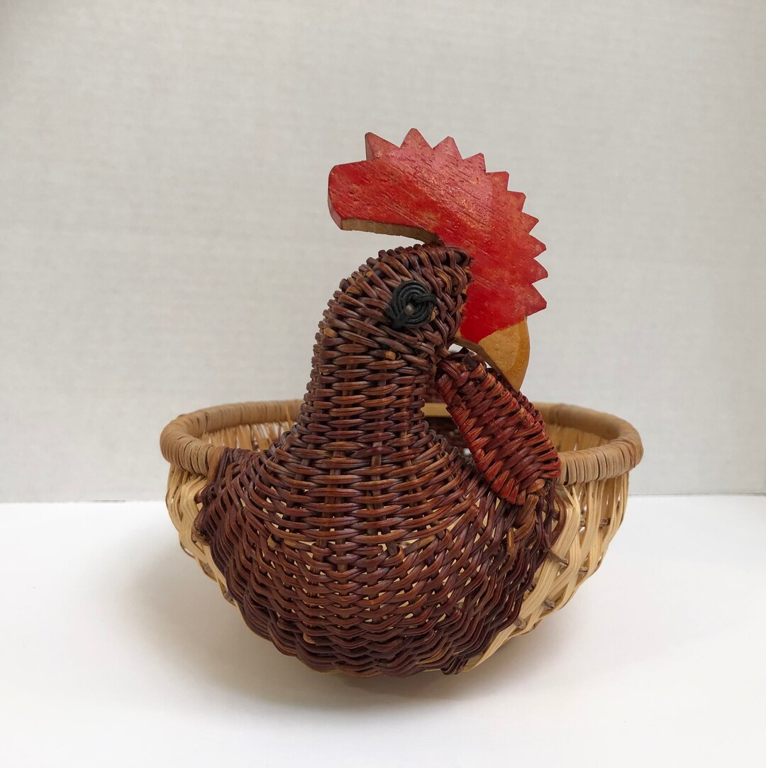 Vintage Wicker Rooster Basket - Etsy