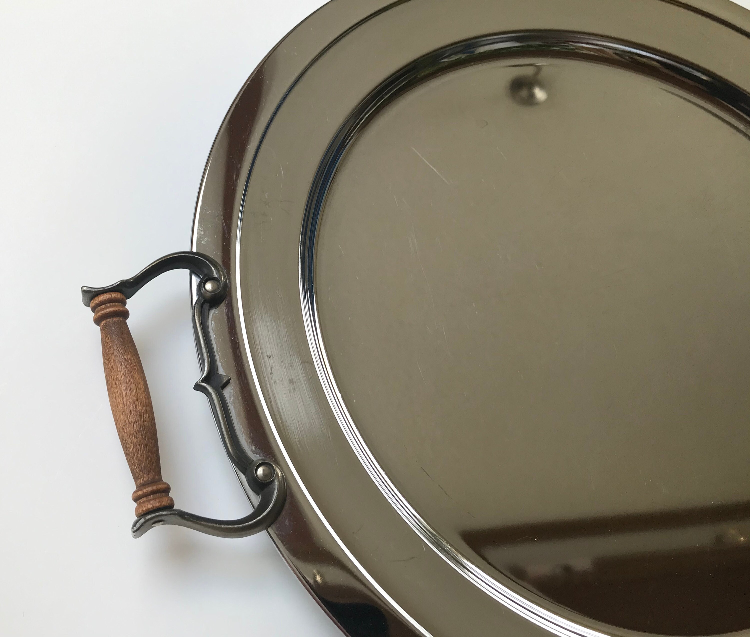 Large Round Vintage Metal Tray/serving Tray - Etsy UK