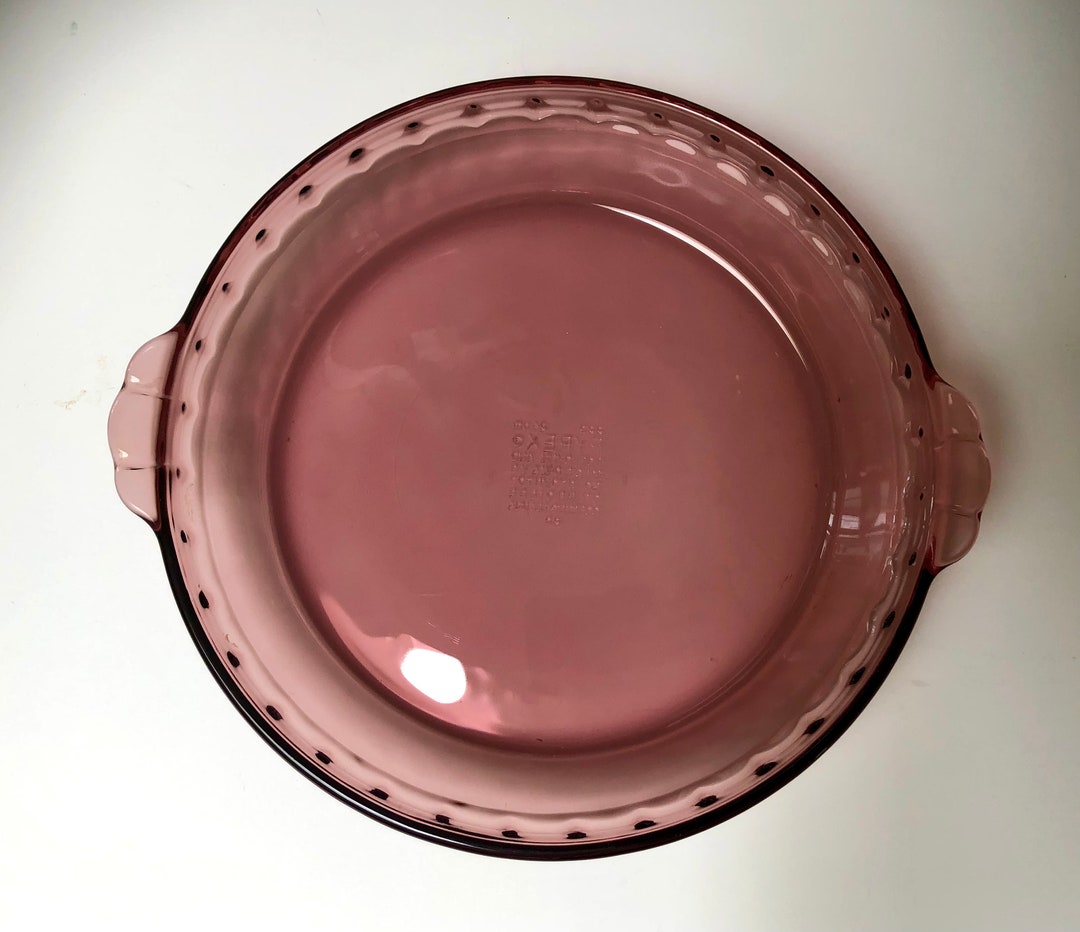 Vintage Cranberry Glass Pyrex Fluted Edge Deep Dish Pie Plate With ...