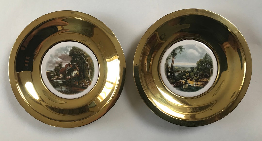 Set of Vintage Brass Plates With Pictures - Etsy
