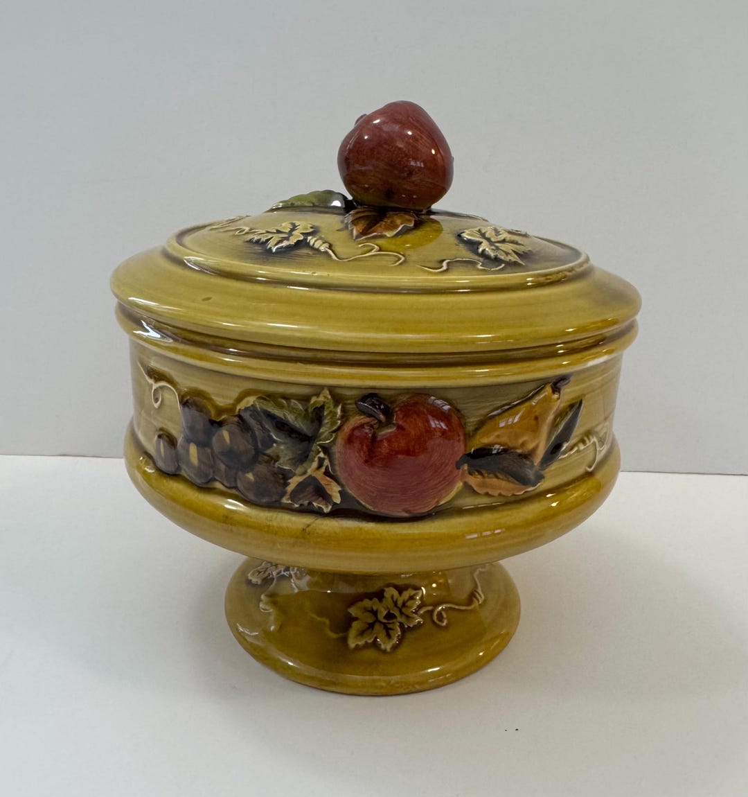 Vintage GEO Z Lefton Gold Orchard Compote Pedestal Candy Dish - Etsy