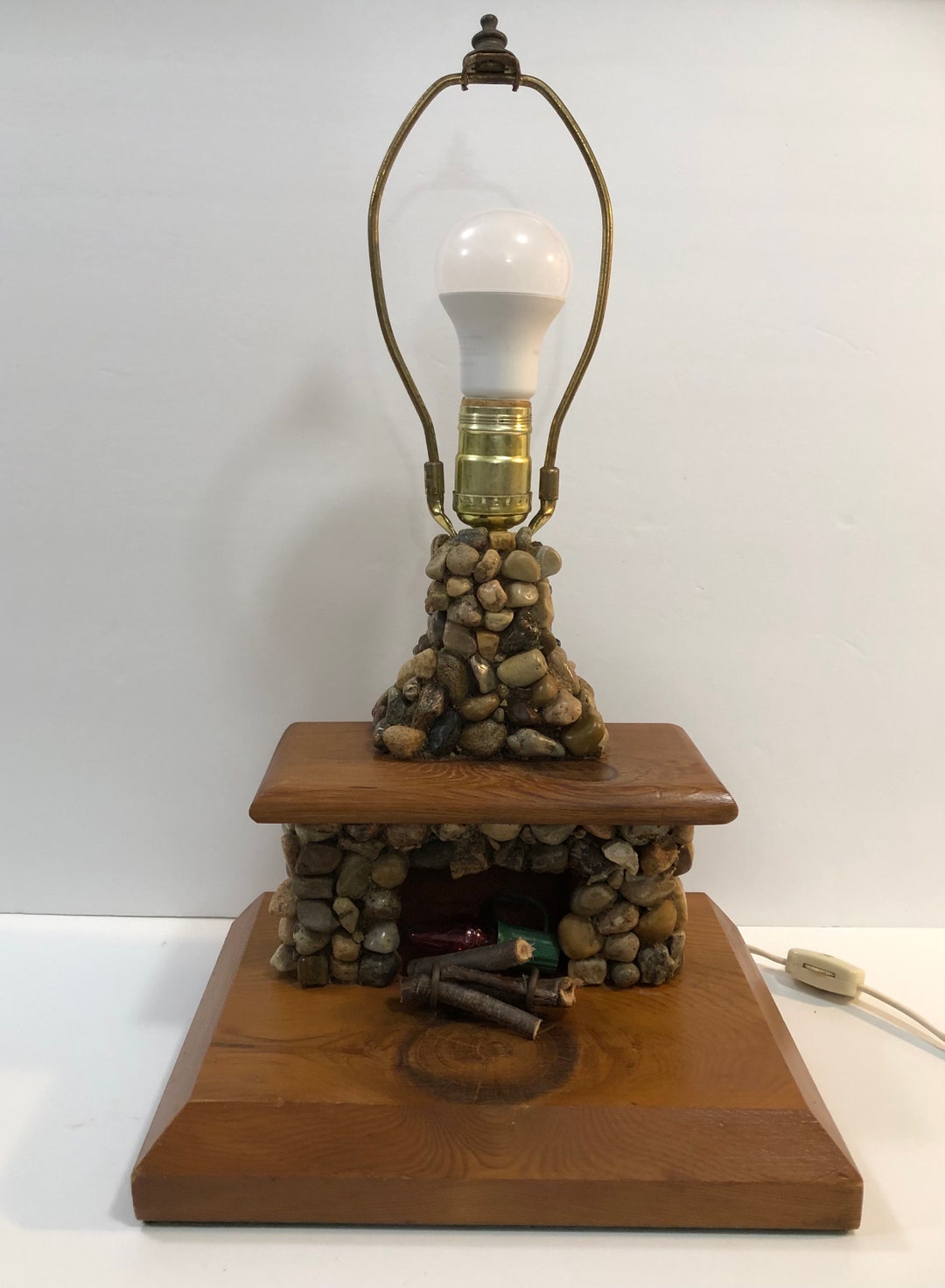 Vintage River Rock Fireplace Lamp,rustic Decor - Etsy