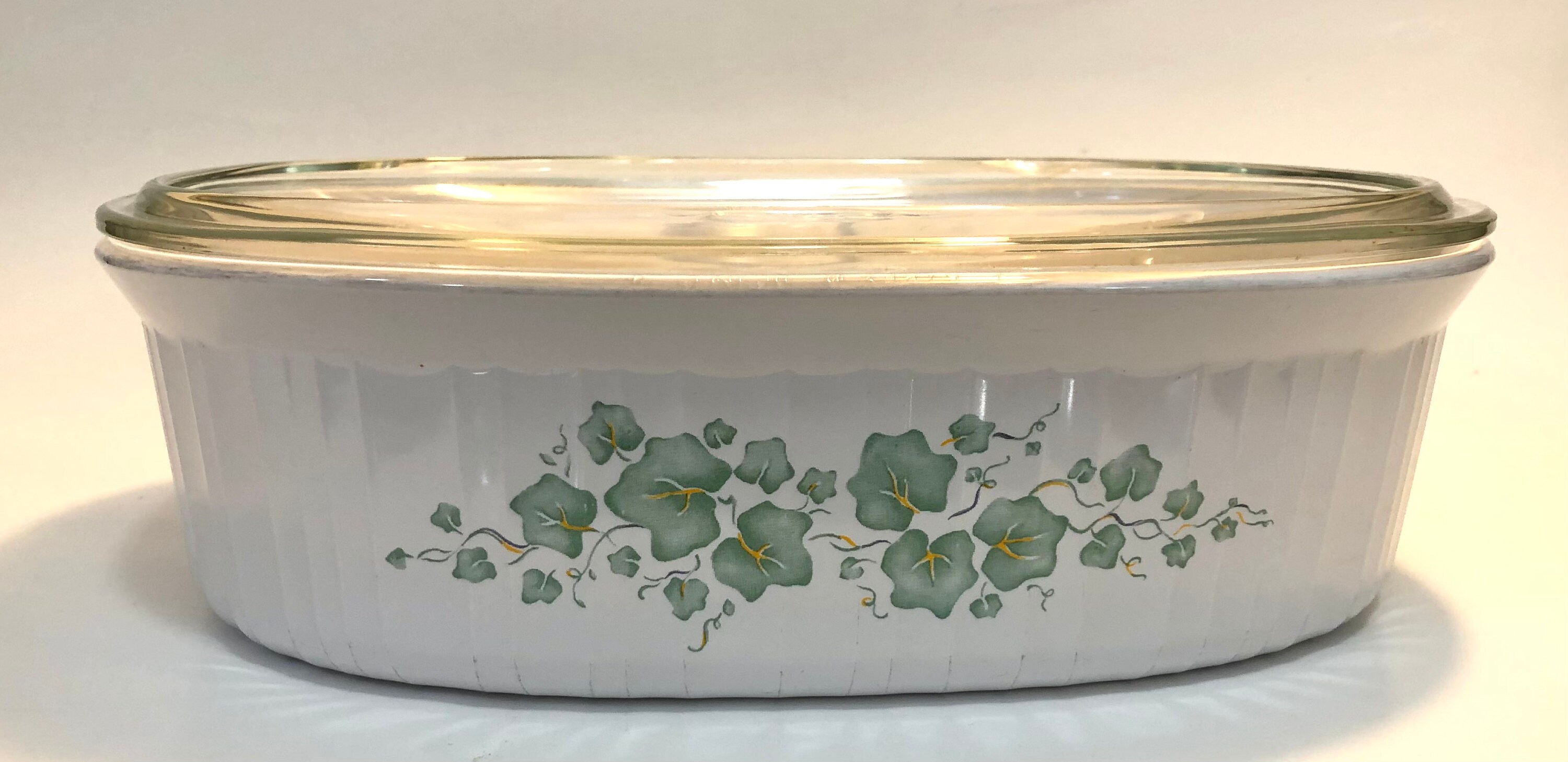 Vintage French White Oval Corning Ware Casserole Dish With Calloway Ivy ...