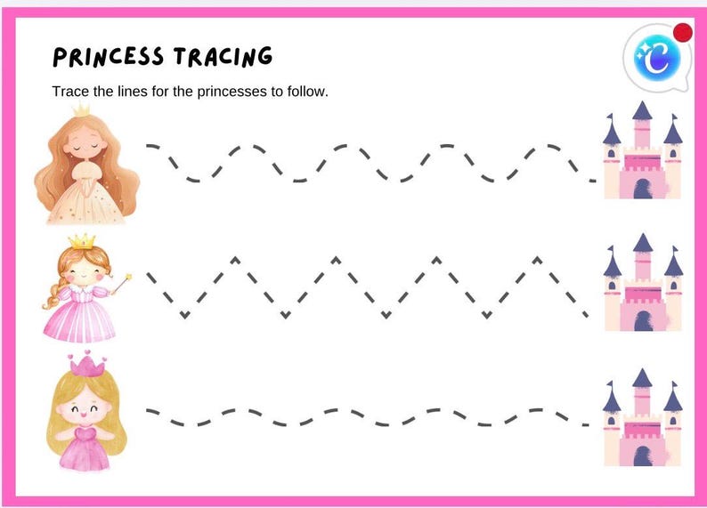 Princess Mermaid Fairy Tracing Worksheets | Preschool Prewriting Fine ...