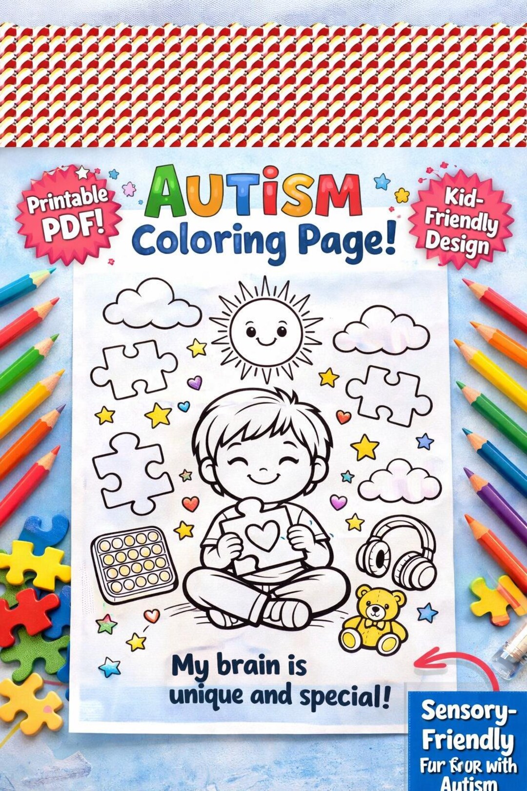 Autism Coloring Page | Sensory-friendly Kids Activity (PDF) - Etsy