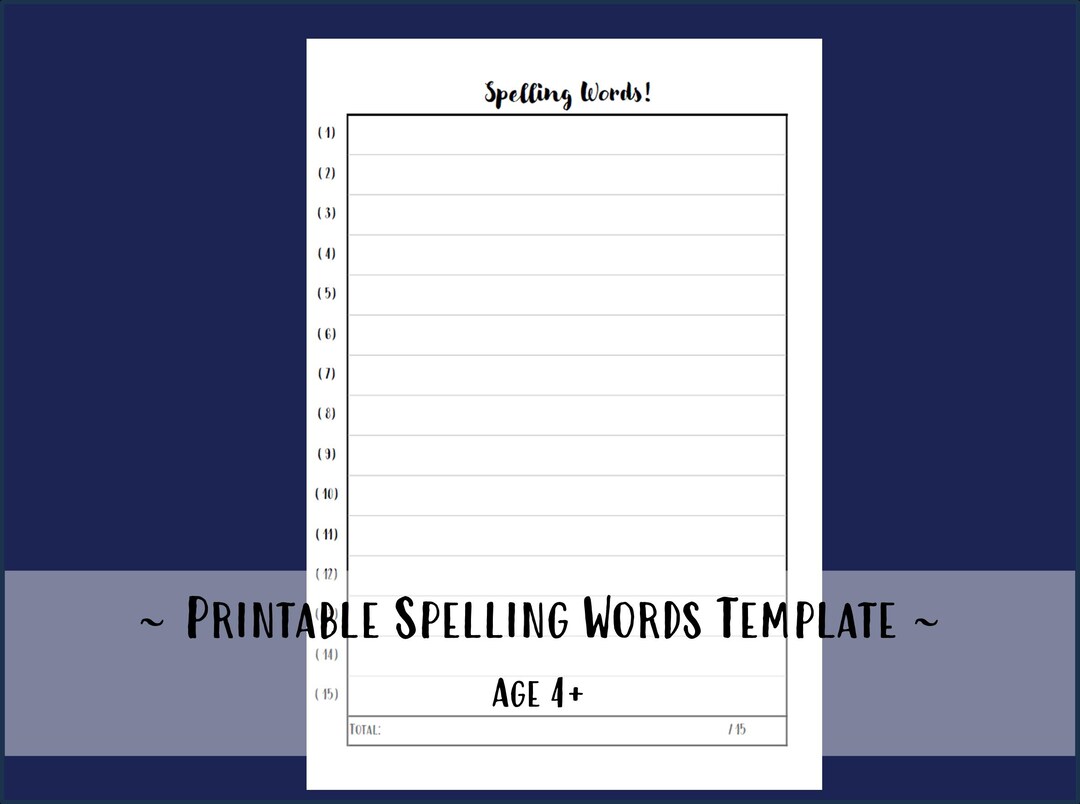 Spelling Words Template | English Activity | Home School | Primary ...