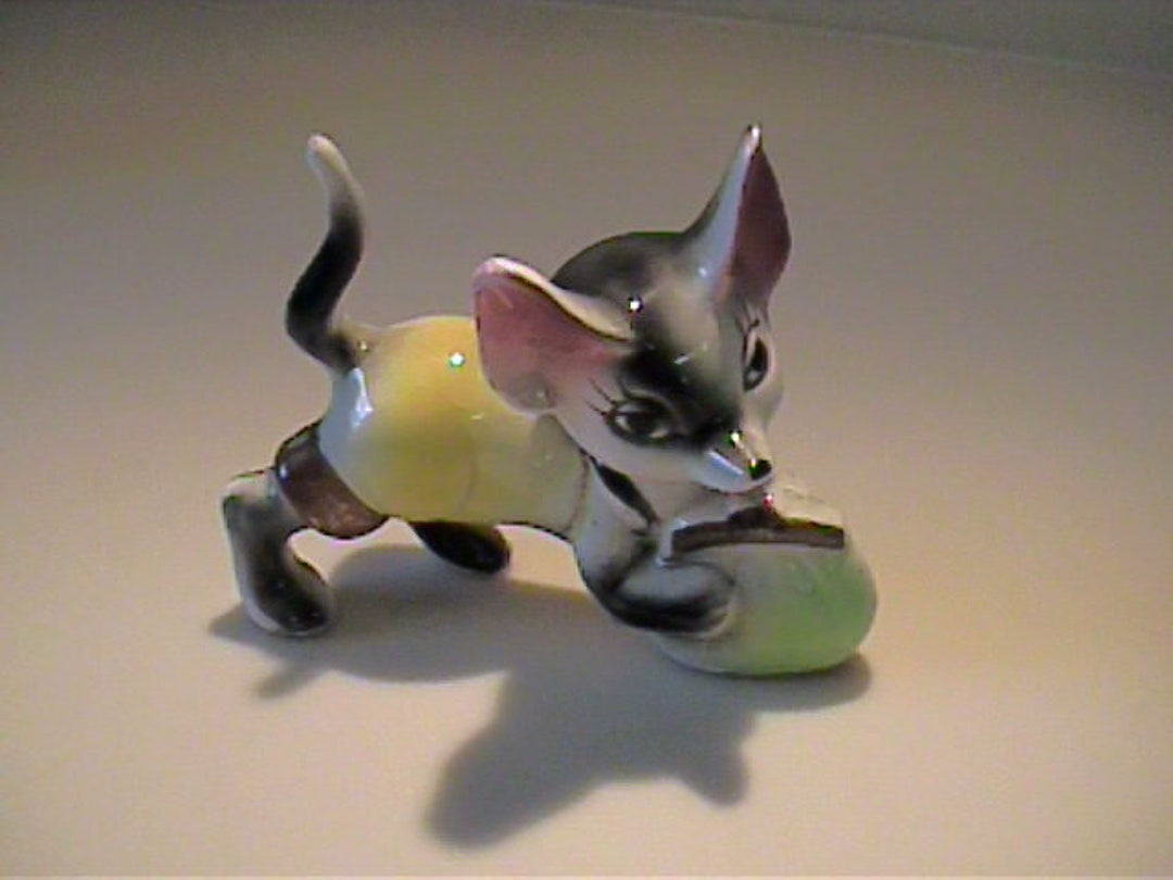Vintage 1950's Ceramic Black & White Cat Dressed to Go Shopping With ...