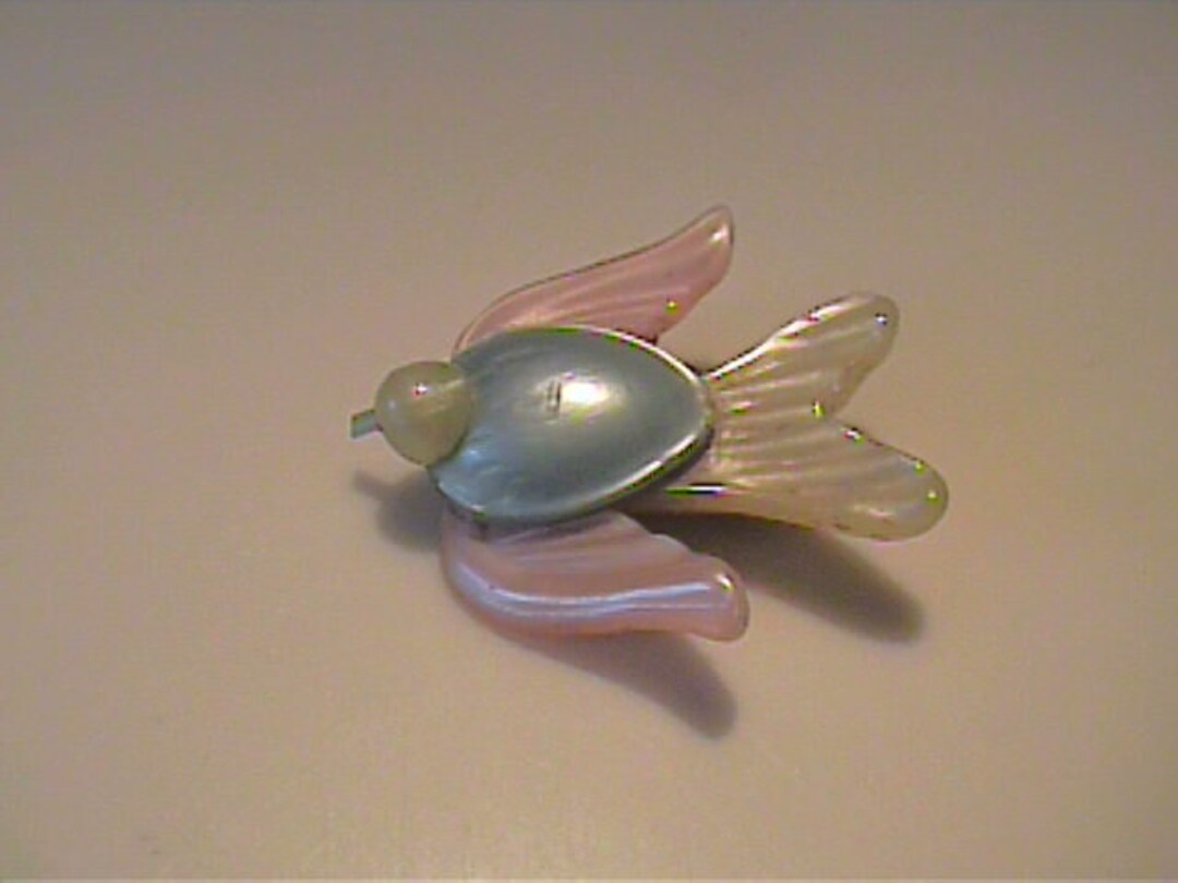 Vintage 1950's Celluloid Pink Blue & Cream Colored Bird - Etsy