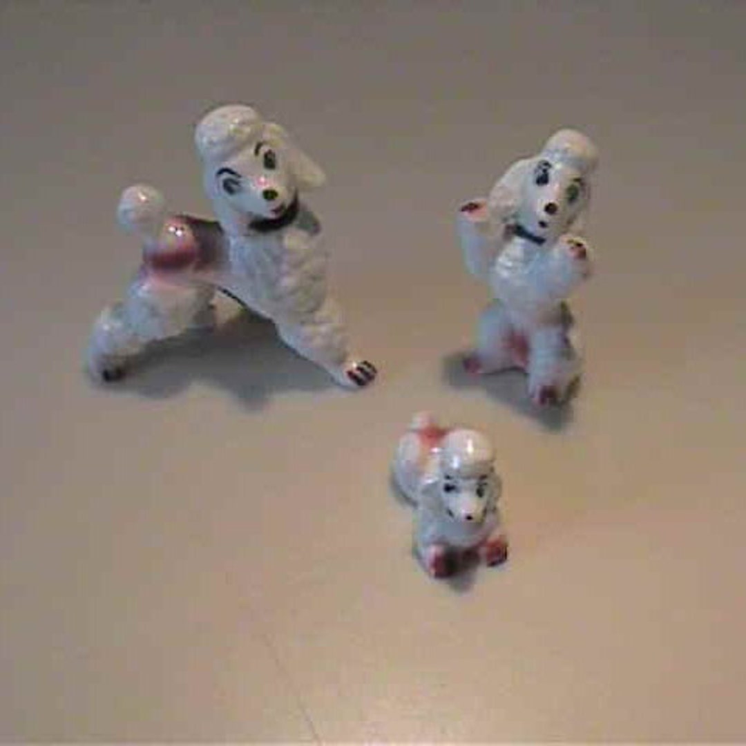 Vintage 1960's Miniature Bone China Family of White Poodles Japan - Etsy