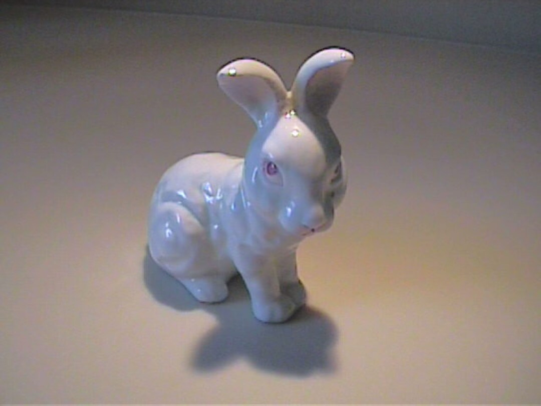 Vintage 1960's Lefton Japan Bone China White Rabbit With Pink Eyes - Etsy