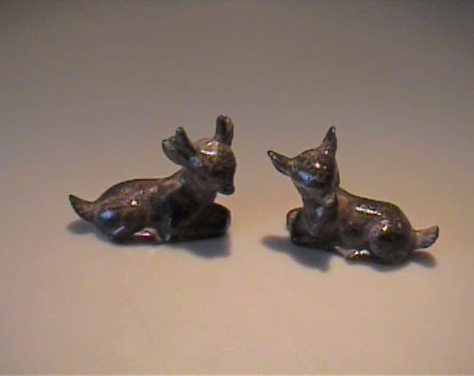 Vintage 1960's Pottery Miniature Lying Buck and Deer - Japan - Etsy