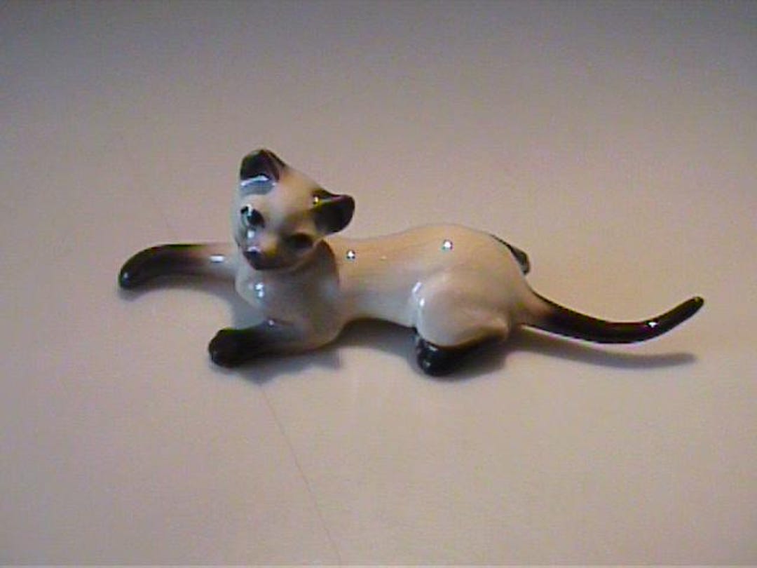 Vintage Miniature Bone China Siamese Cat With Extended Paw - Japan - Etsy