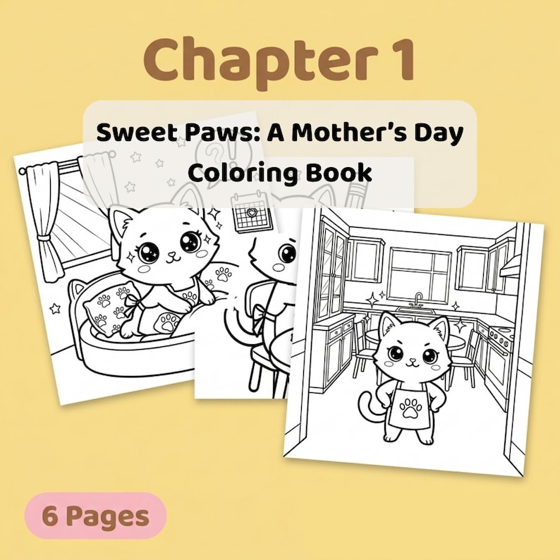 Mother's Day Chibi Cat Coloring Pages Printable PDF | Sweet Paws ...