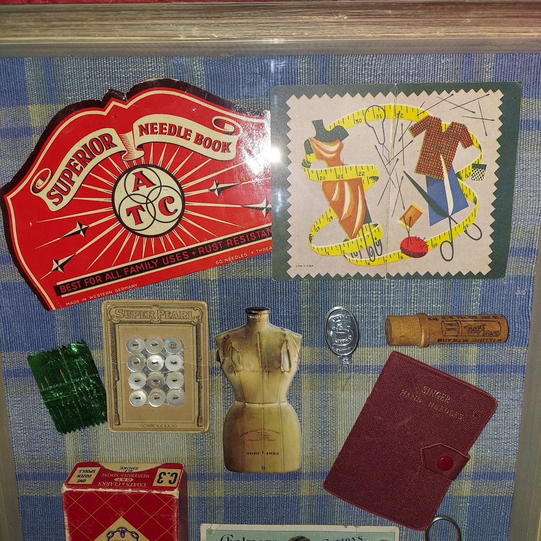 Sewing Shadow Box with Vintage Sewing Notions Wood Framed | Etsy