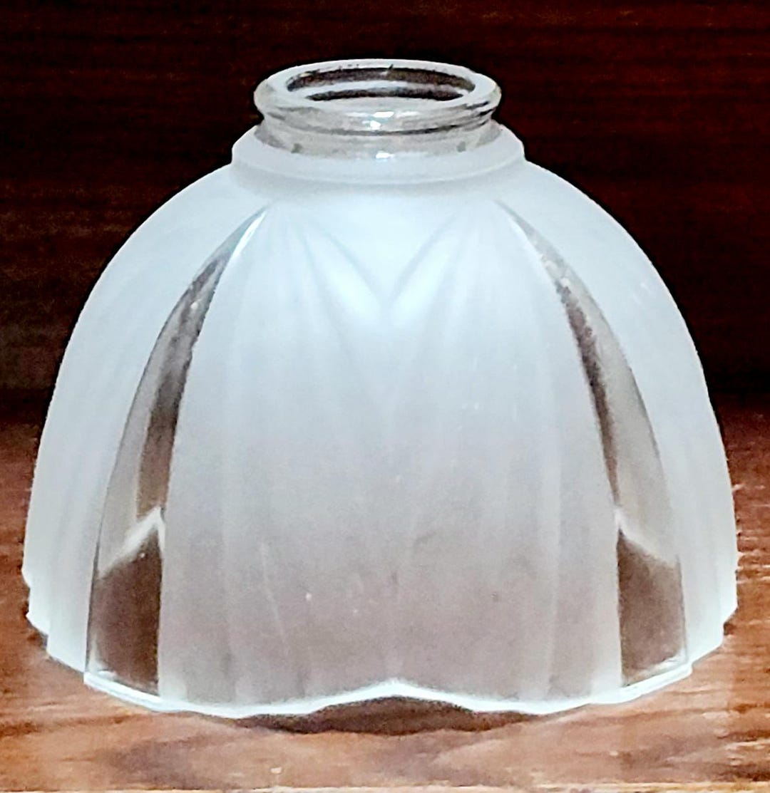 Art Deco Etched Crystal Shade - 2 1/4" Fitter, 5" Tall, 6 1/2" Diameter ...