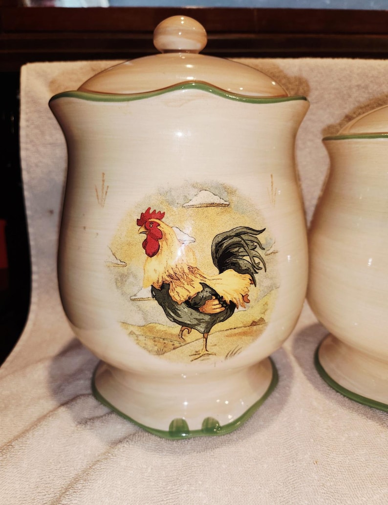 Gibson Designs Royal Rooster Canister Set Mint Condition 9", 9.75", 10 ...
