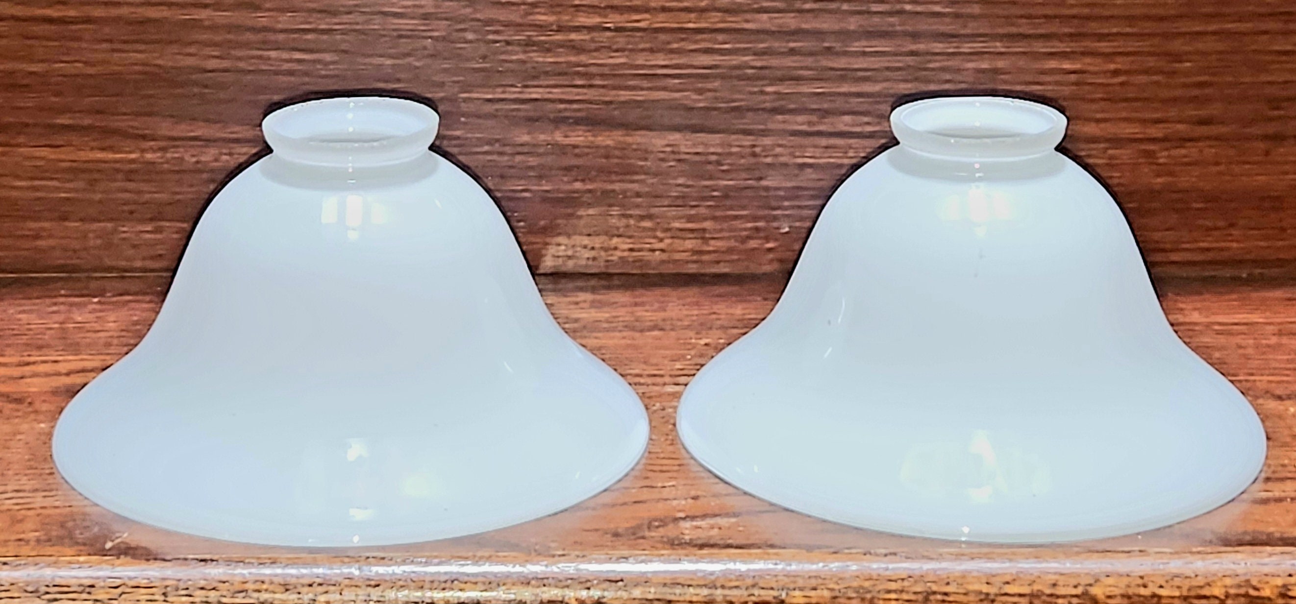 PAIR Cased Glass, White, Bell Shaped Cone Shade Vintage Mint 2.25 ...