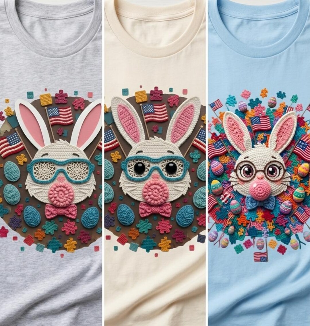 Easter Bunny Autism Awareness PNG SVG Bundle, Crochet Patriotic ...