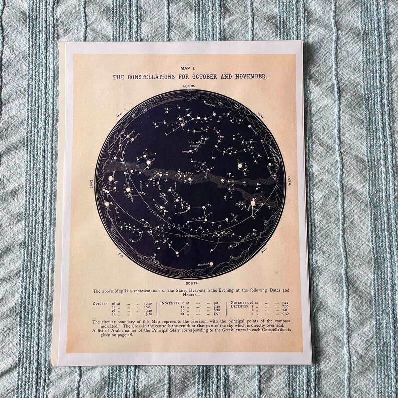 Map of the Constellations for October and November. - Etsy