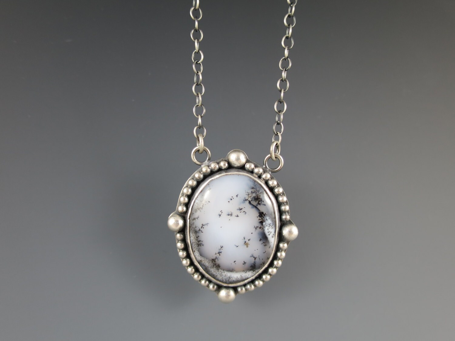 Merlinite Dendritic Opal Handmade Necklace - Etsy Canada