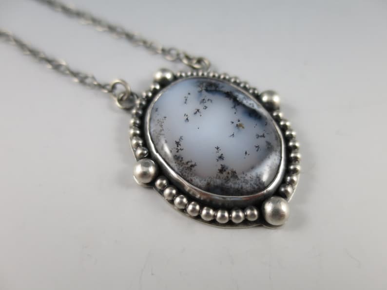 Merlinite Dendritic Opal Handmade Necklace - Etsy Canada