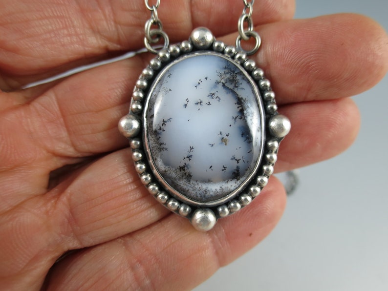 Merlinite Dendritic Opal Handmade Necklace - Etsy Canada