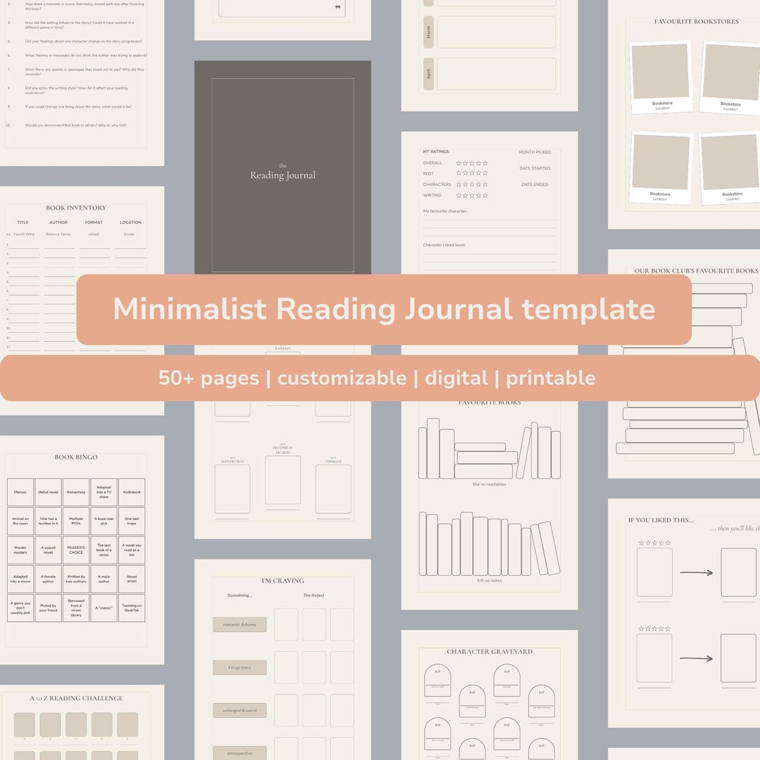 Minimalist Reading Journal Template | Basic Book Tracker Log ...