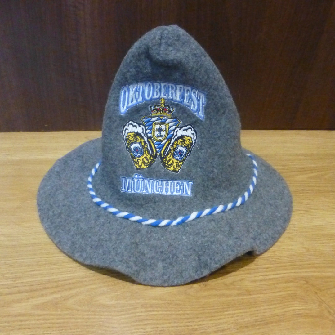 Retro Oktoberfest Grey Hat 13 Thick Quality Felt Traditional German ...
