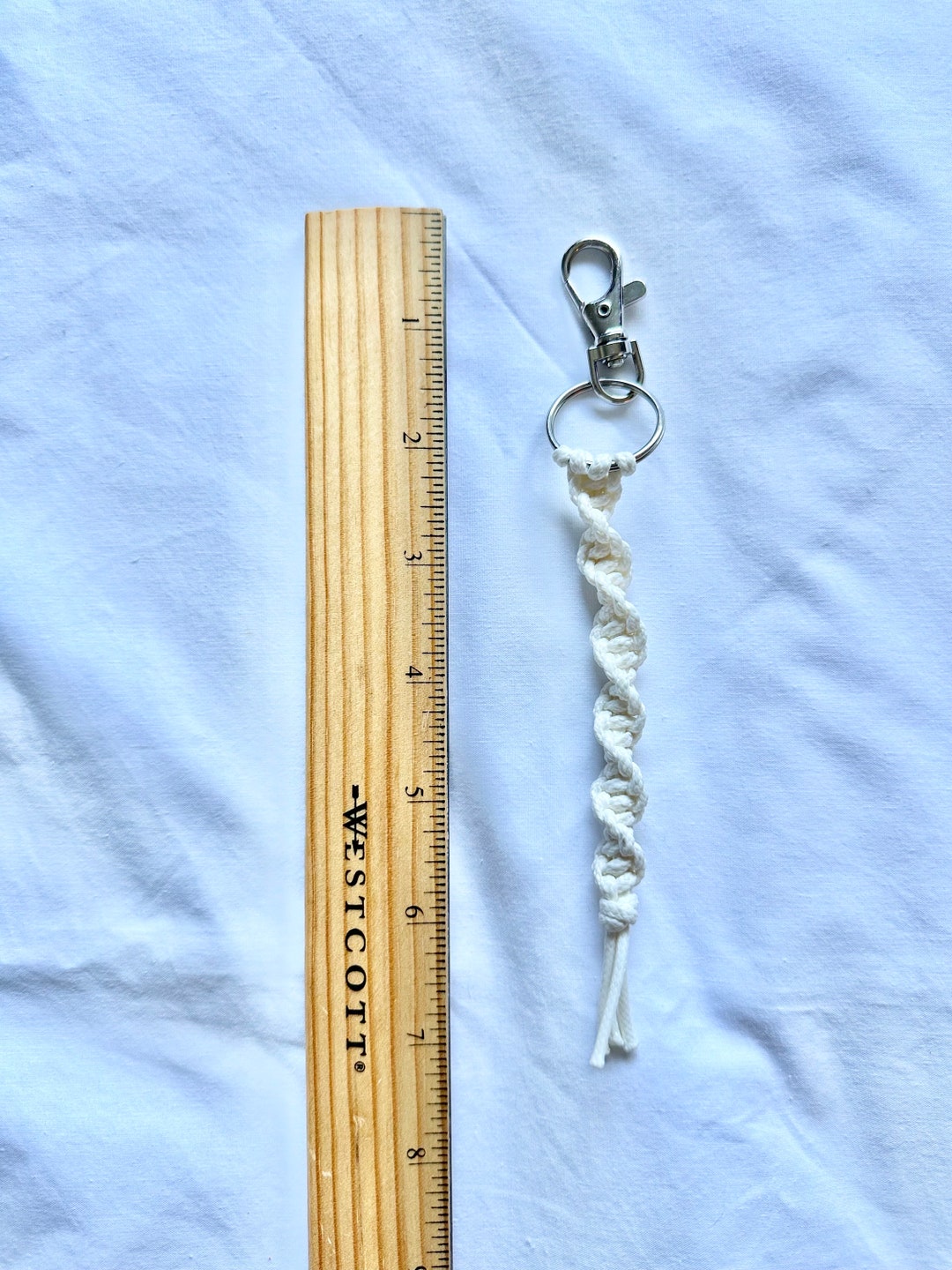 White Braid Woven Keychain, Hold My Keys, Nylon Braided Keychain, Gift ...