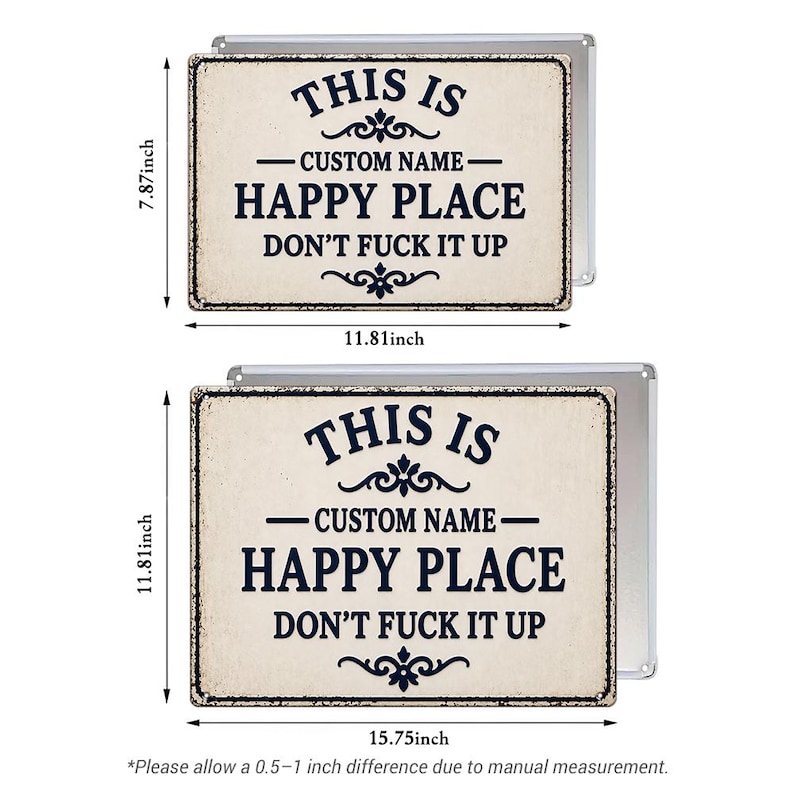 Custom Happy Place Metal Sign, Personalized Patio Garden Sign, Funny ...