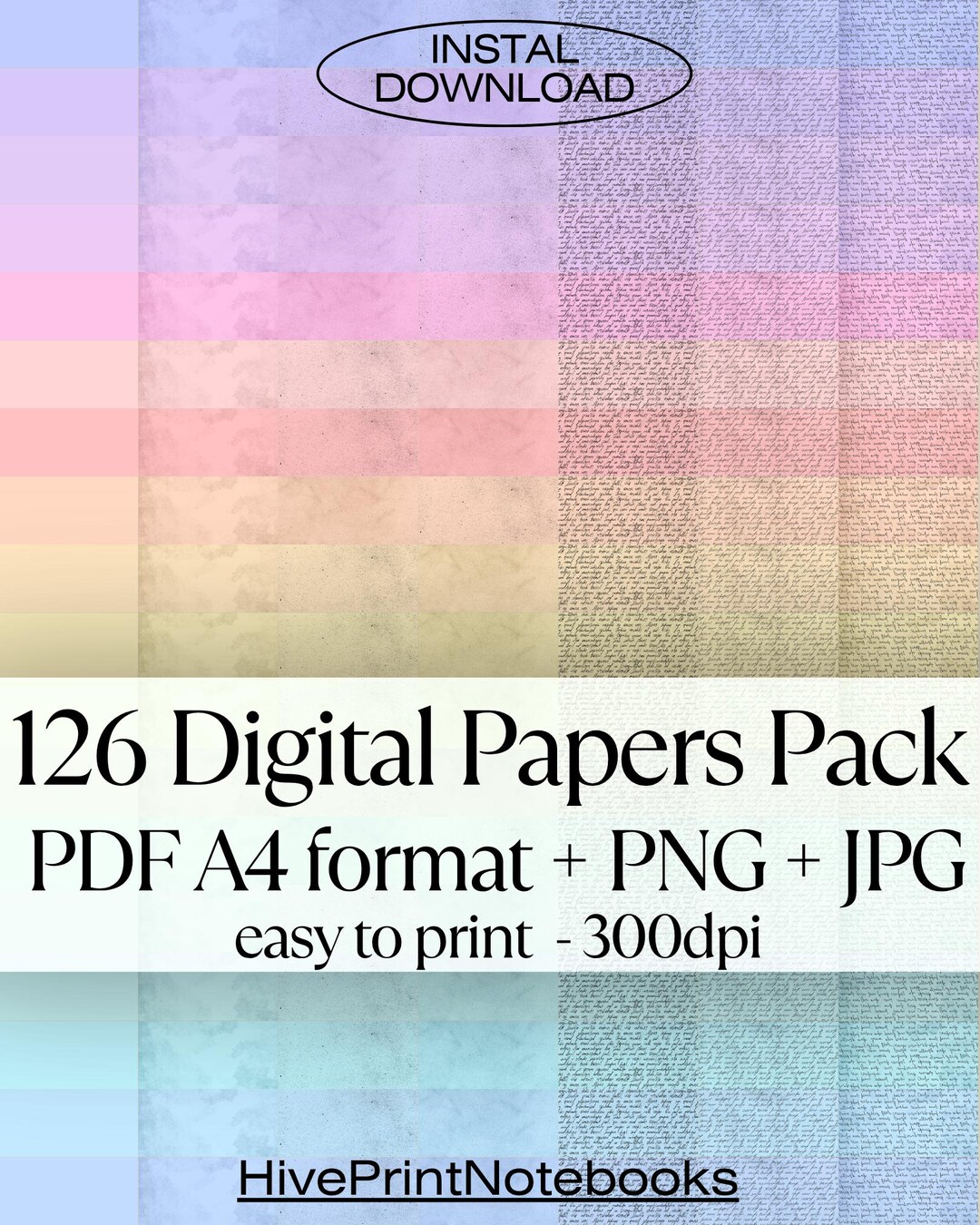 Pastel Digital Paper Pack Background Texture Printable Sheet Download ...