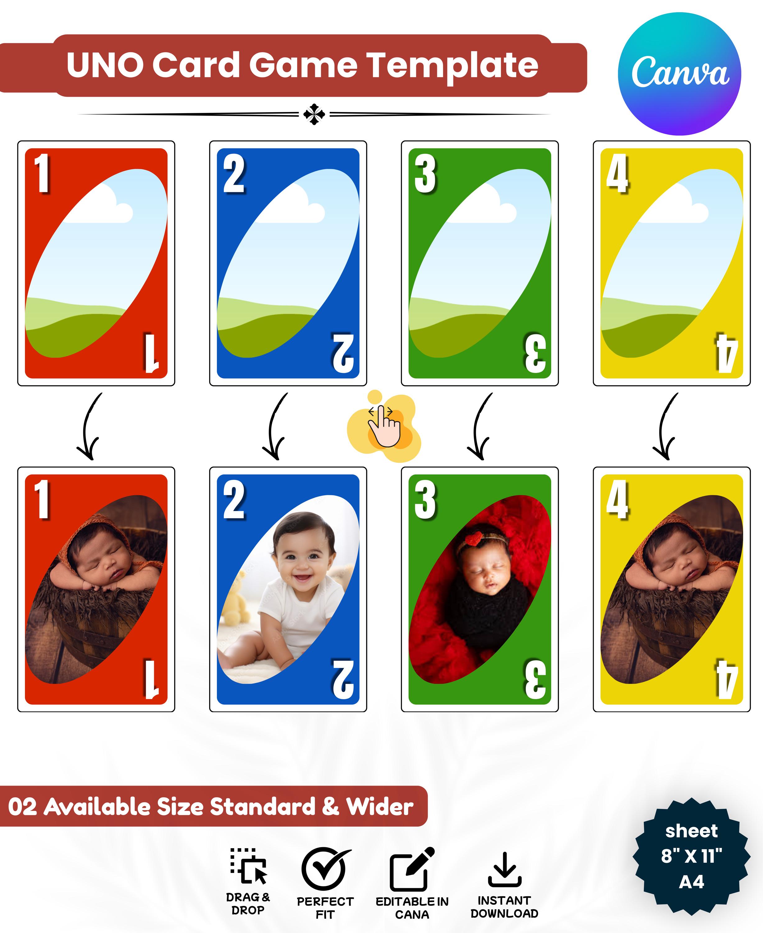 UNO Style Card Game Template Canva, Editable Playing Cards Template ...