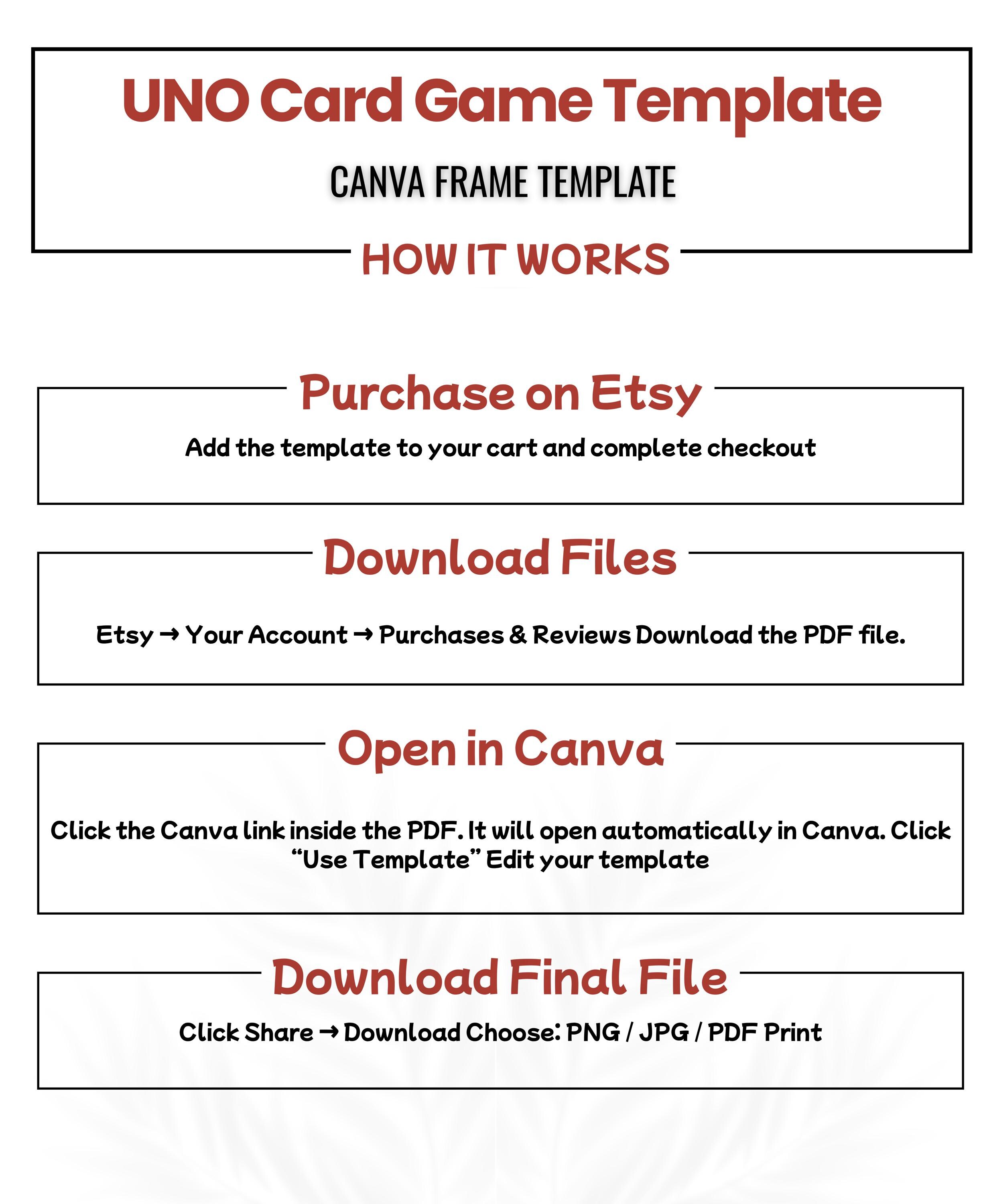 UNO Style Card Game Template Canva, Editable Playing Cards Template ...