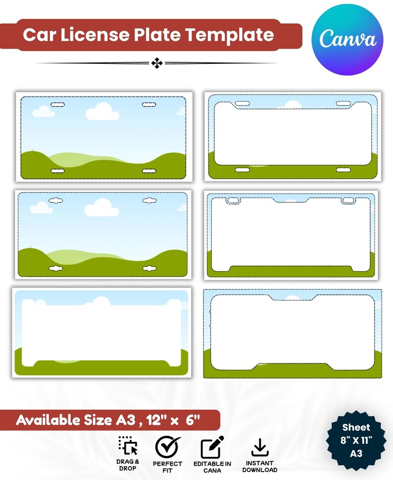 Car License Plate Canva Template, Sublimation License Plate Design ...