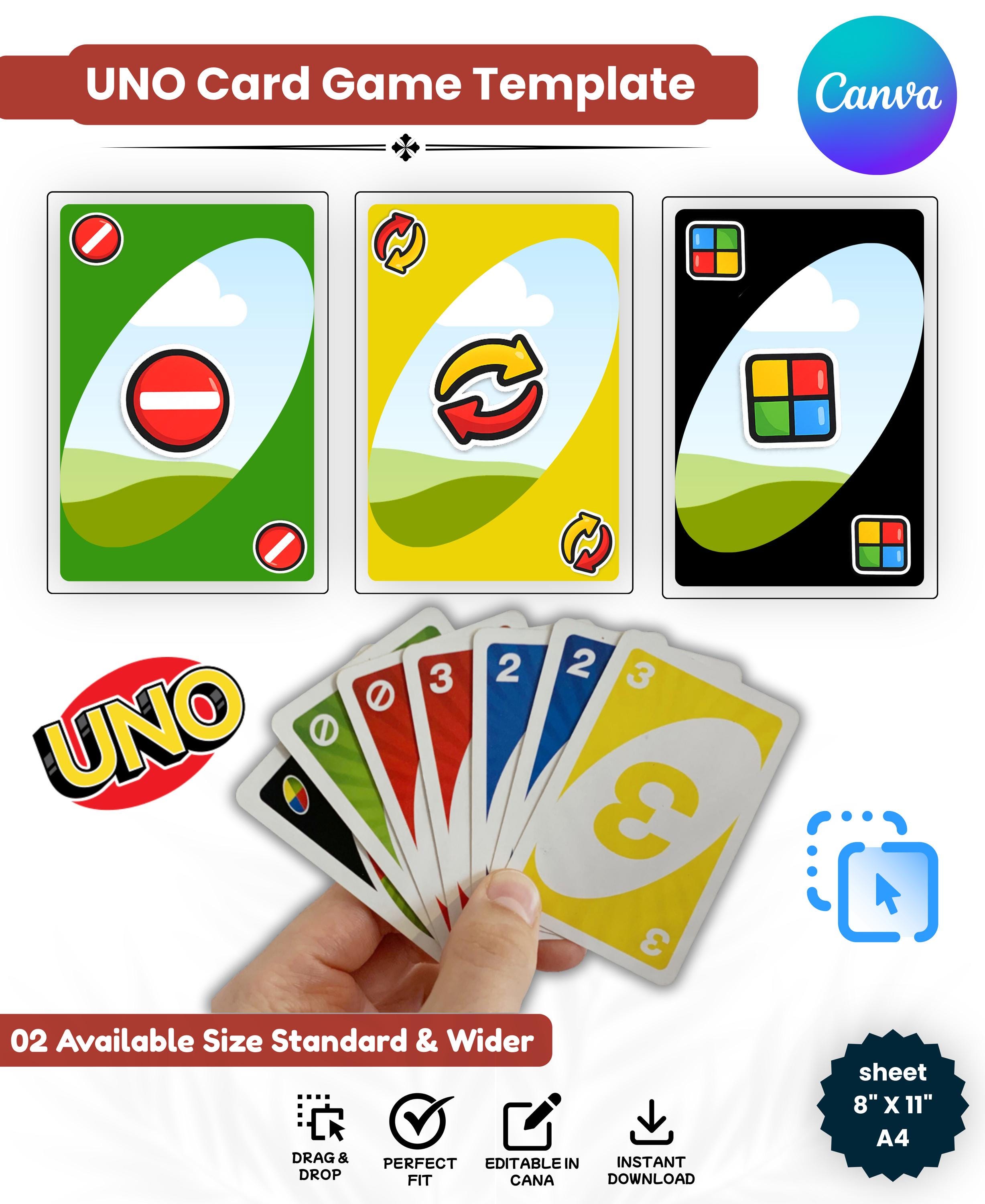 UNO Style Card Game Template Canva, Editable Playing Cards Template ...