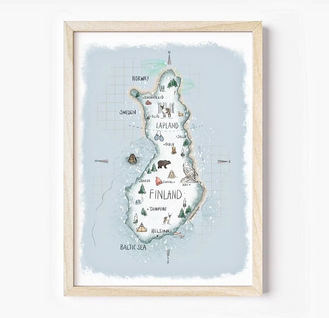 Lapland Illustrated Map A4 - Etsy